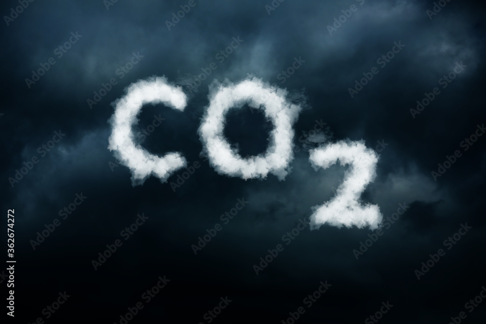 Co2 written in the dark sky, CO2 pollution, smog is bad Stock ...
