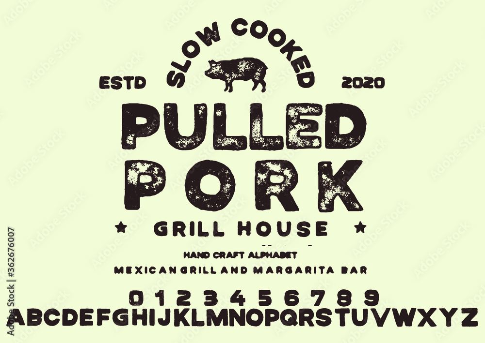 Vetor de Hand drawn vintage retro font. Outdoor advertising of American ...