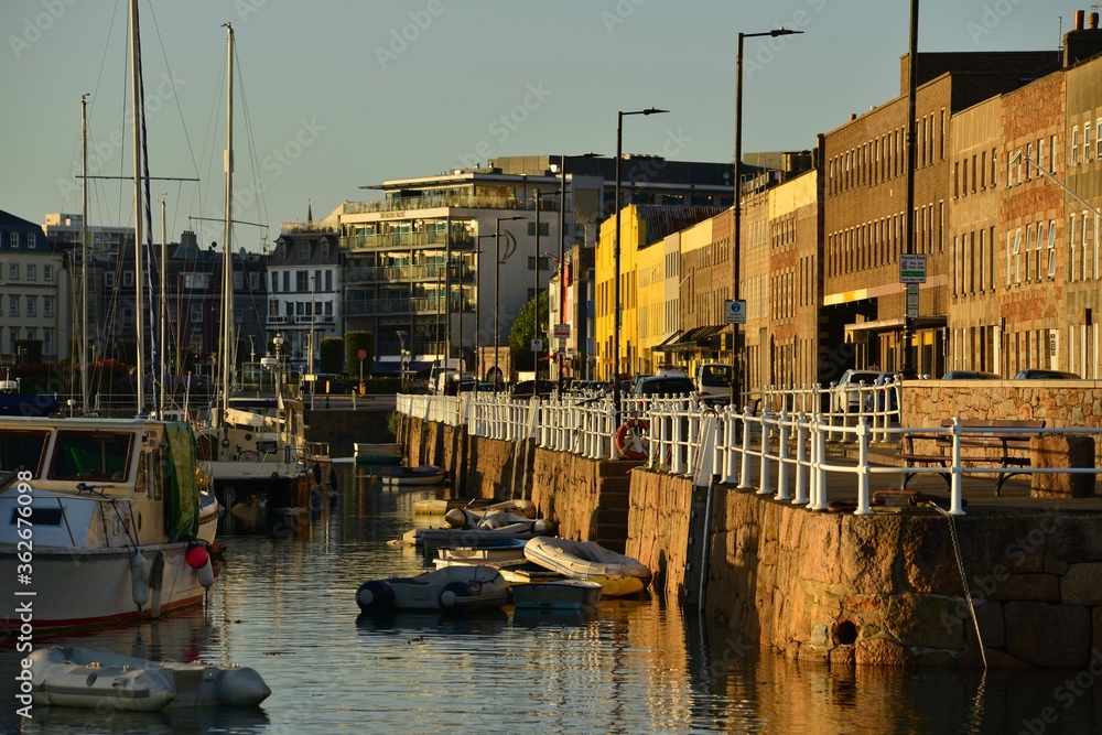 St Helier harbour, Jersey, U.K. The 19th century old harbour and ...