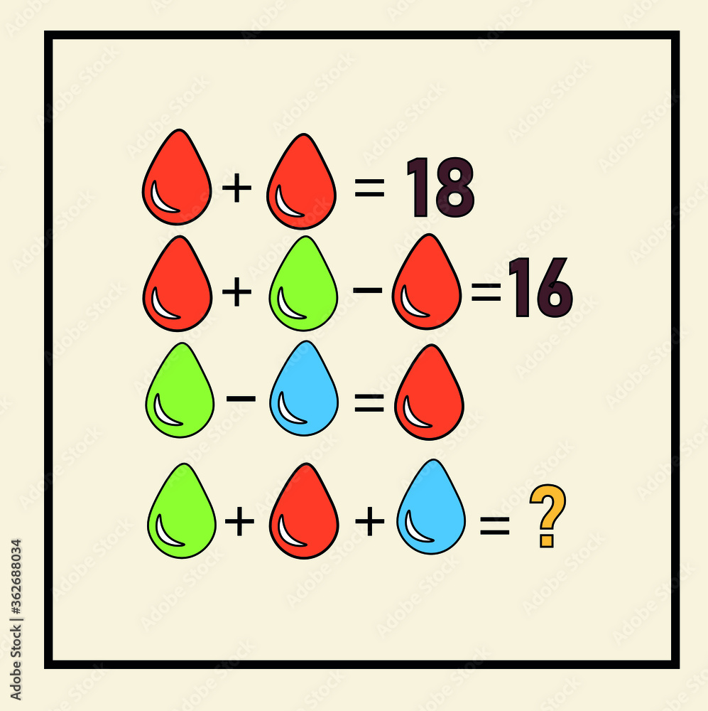 Mathematical riddle. Children funny riddle entertainment. Sheet right ...