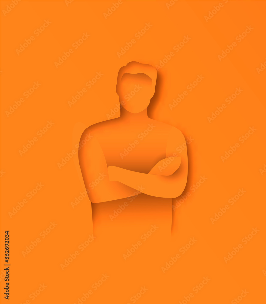 Papercut man leader in arm crossed pose isolated Stock Vector | Adobe Stock