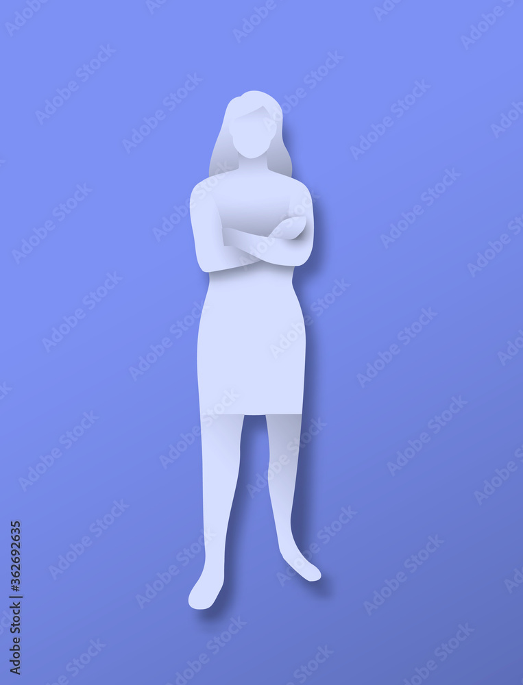 Papercut girl full body character with arm crossed Stock Vector | Adobe ...