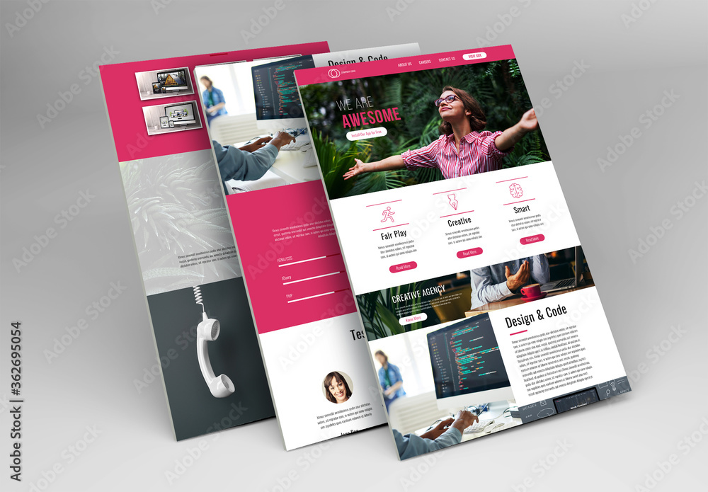 E-Newsletter Layout with Pink Accents Stock Template | Adobe Stock