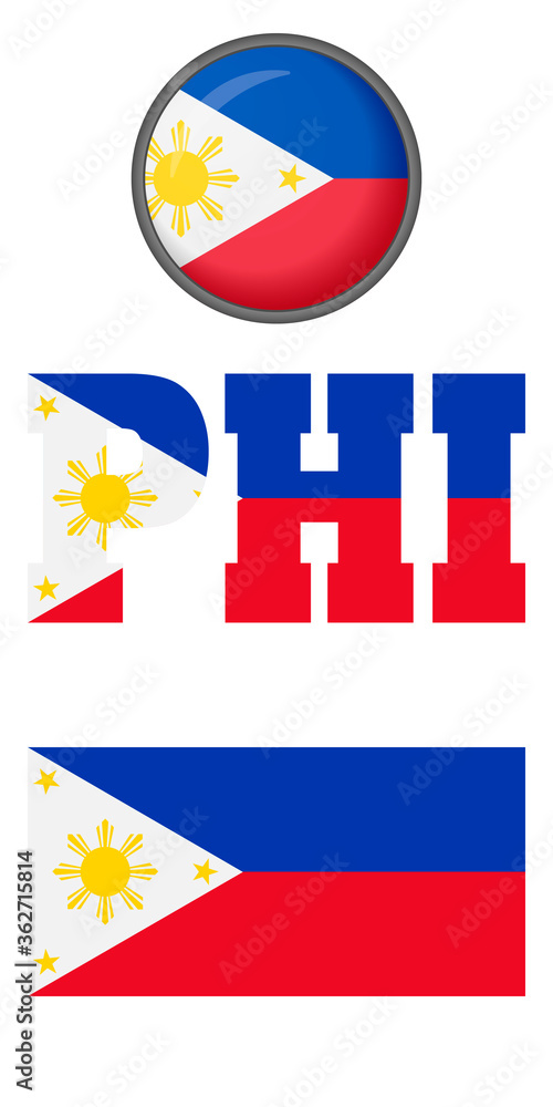 Icons of the Philippine flag on a white background. Vector image: flag ...