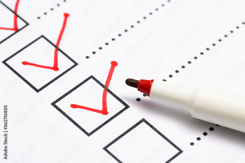 Check list and marker Stock Photo | Adobe Stock