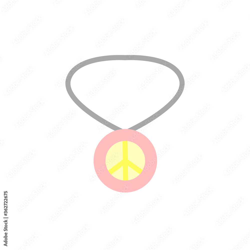 Necklace, peace icon. Simple color vector elements of flower children ...
