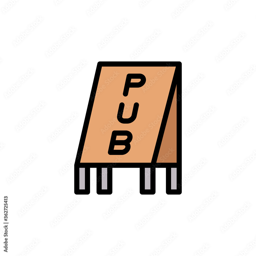 Pub, outdoor board icon. Simple color with outline vector elements of ...