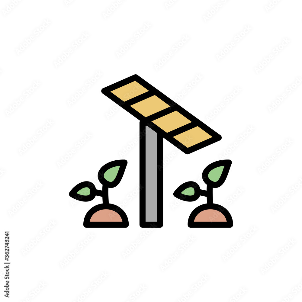 Solar panel, plants icon. Simple color with outline vector elements of ...