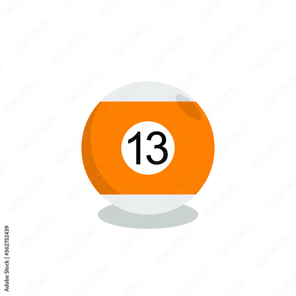 Billiard snooker pool ball with number 13 and drop shadow. Vector ...