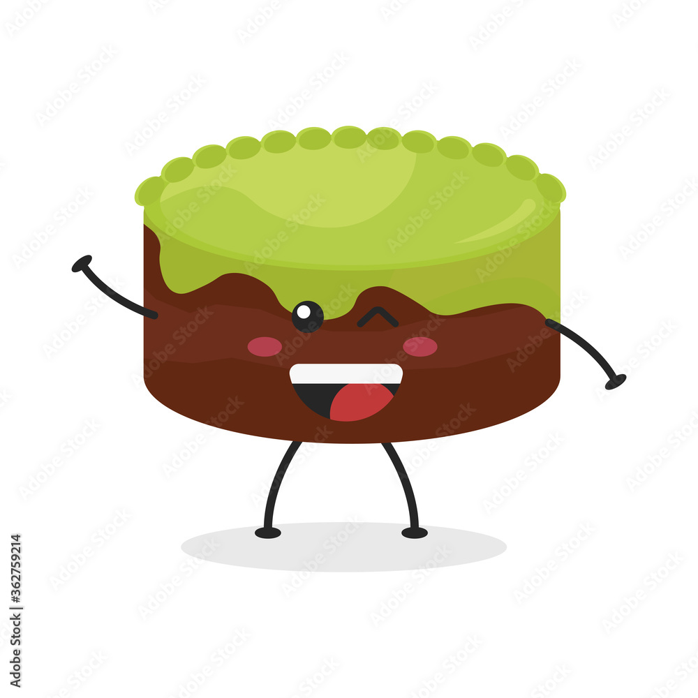 Cute flat cartoon birthday cake illustration. Vector illustration of ...