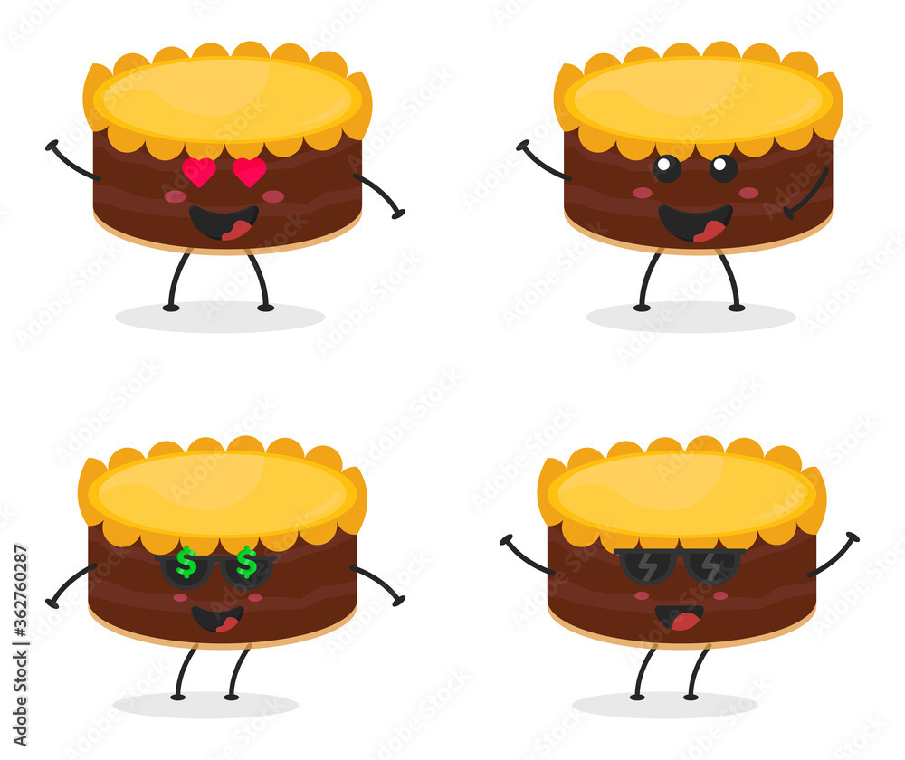 Cute flat cartoon birthday cake illustration. Vector illustration of ...