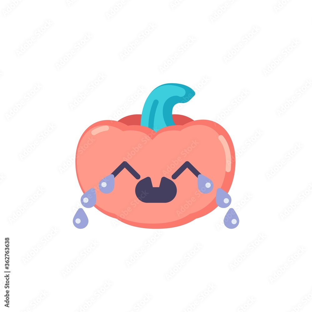 Pumpkin Loudly Crying Face emoji flat icon, vector sign, Unhappy ...