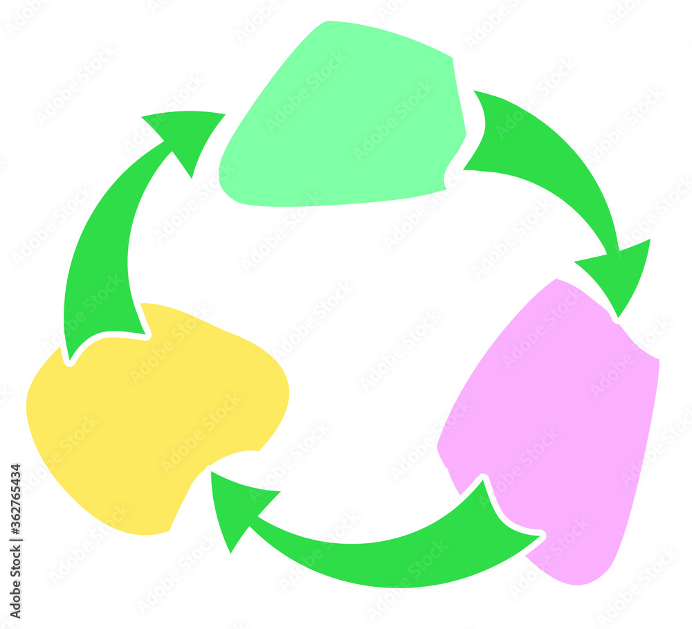 Vetor de Set of 3 green arrows connecting shapes, smartart cycle icon ...