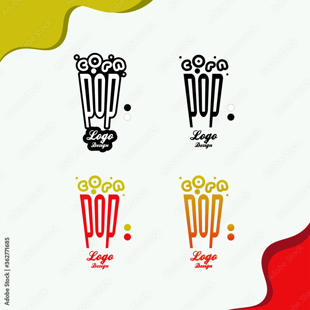 Popcorn logo, Popcorn, Black and white popcorn logo, Vector logo ...