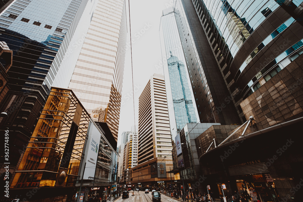 Low Angle View Of Modern Buildings In City Against Clear Sky Stock ...