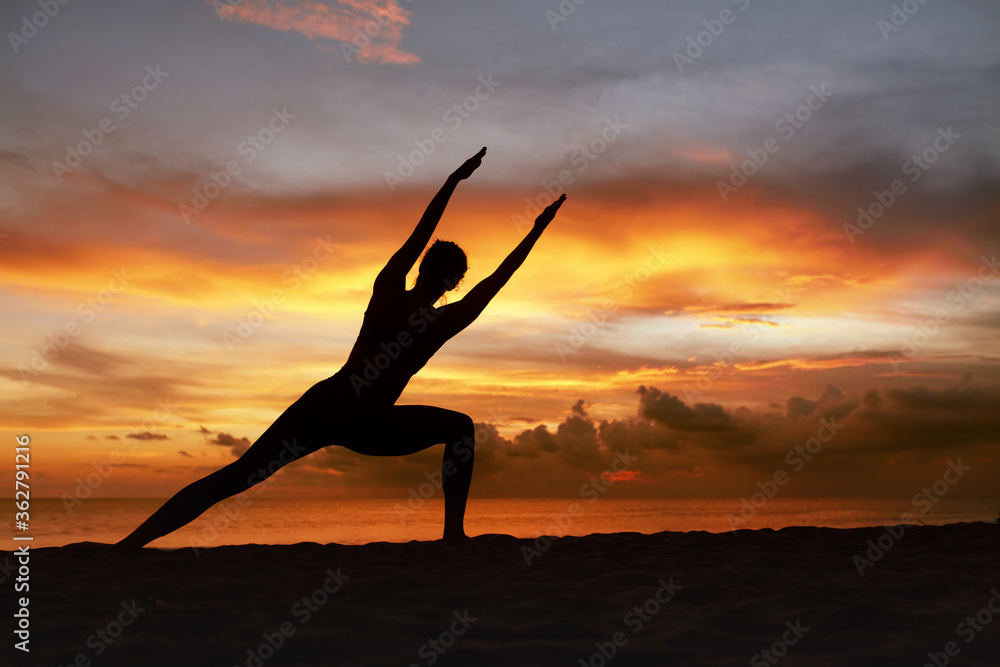 Yoga Poses Silhouettes Sunset