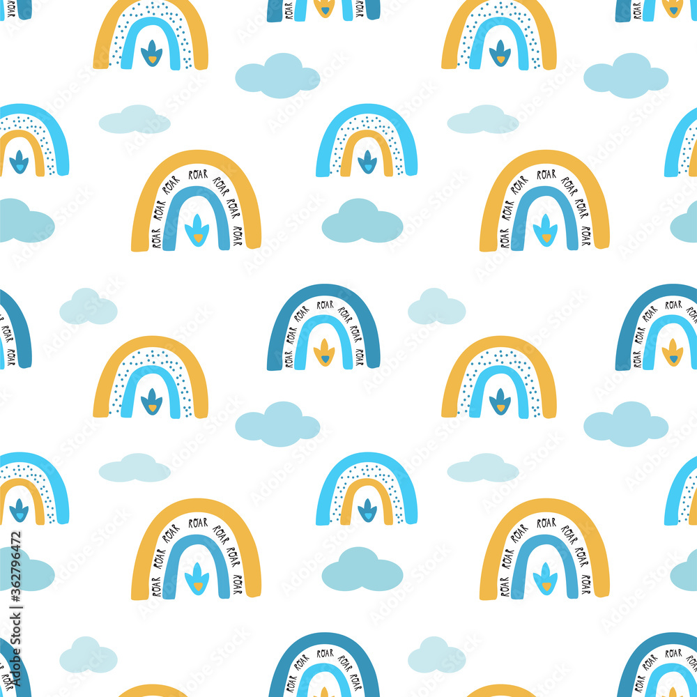 Seamless pattern of rainbows. Colorful seamless texture for kids. Kids ...