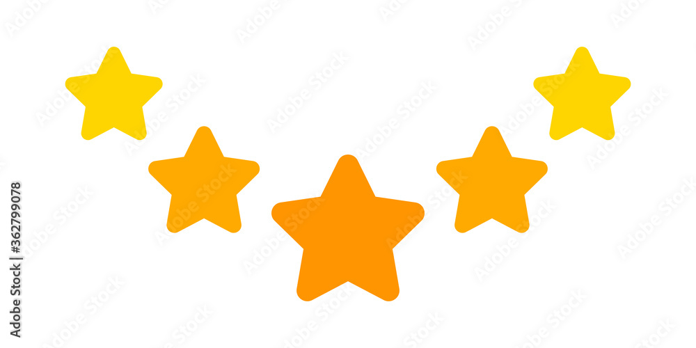 five stars icon cute isolated on white background, chic 5 star shape ...