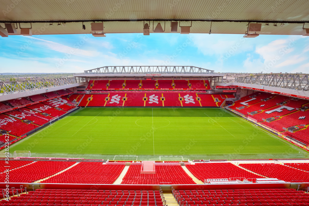 Foto de Liverpool, United Kingdom - May 17 2018: Anfield stadium, the ...