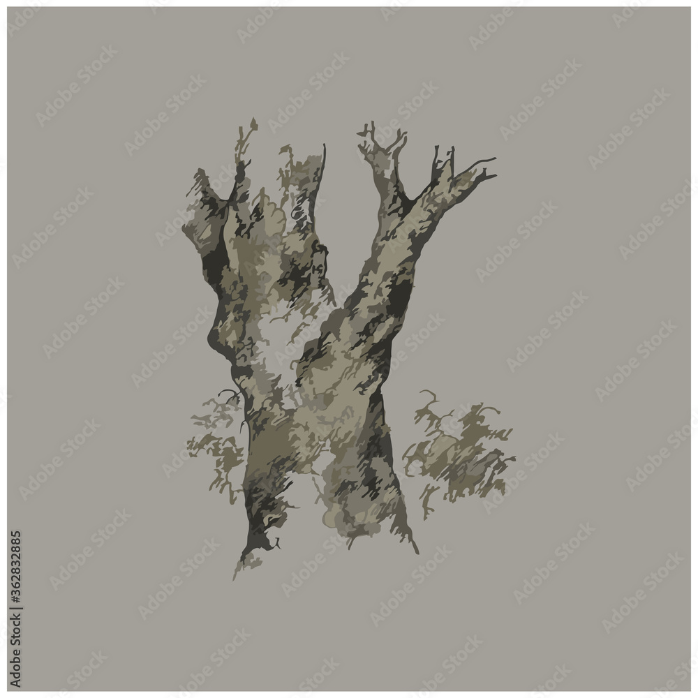 Vector silhouette of a tree, The tree is symbol of strength, longevity ...