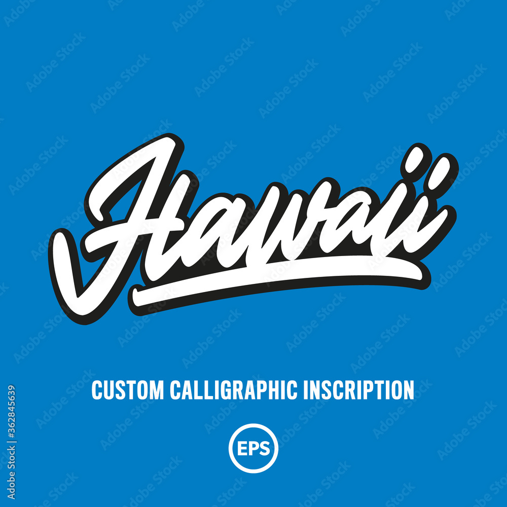 "Hawaii" custom script lettering. Editable colours and size. Great for ...