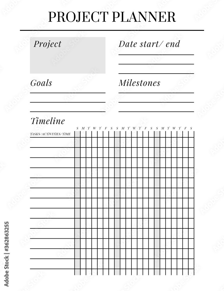 Planner sheet vector. Printable vertical notebook page Stock Vector ...