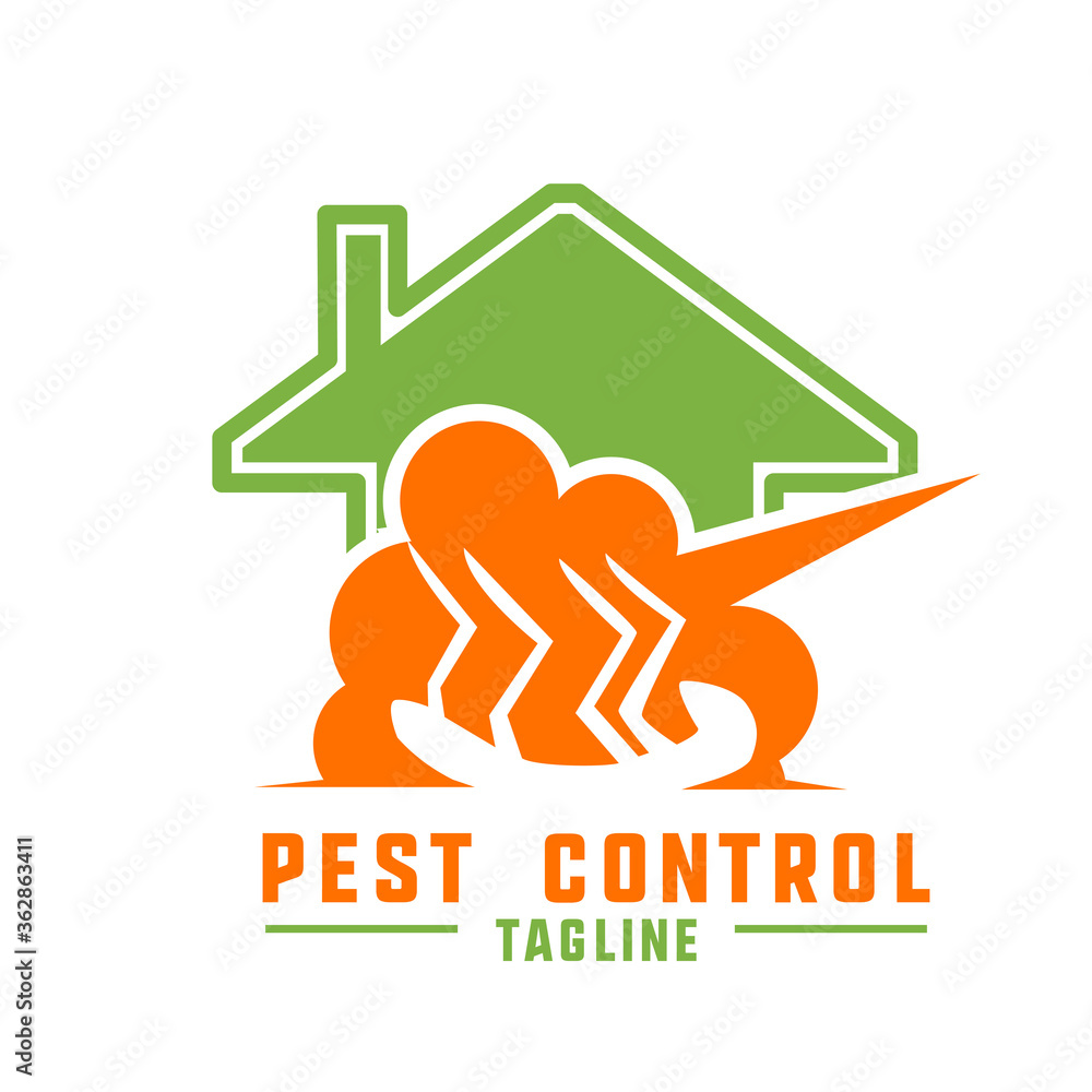 pest control logo for fumigation business. vector illustration Vektor Stok | Adobe Stock