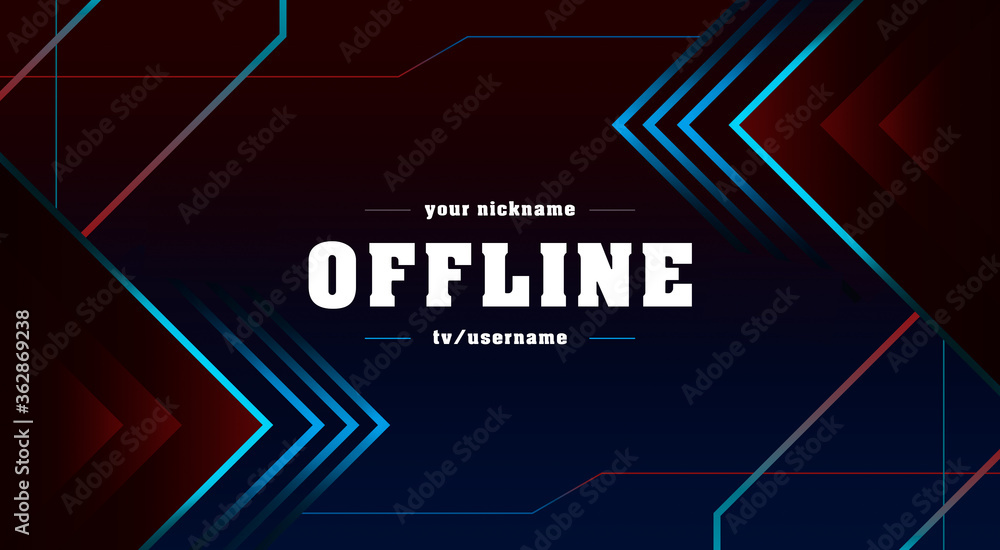 Offline twitch banner background 16:9 for stream template. Offline red ...