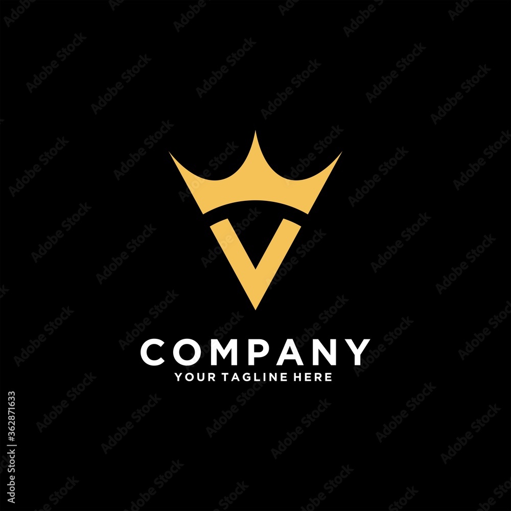 Letter V Crown Logo Template Stock Vector Stock Vector | Adobe Stock