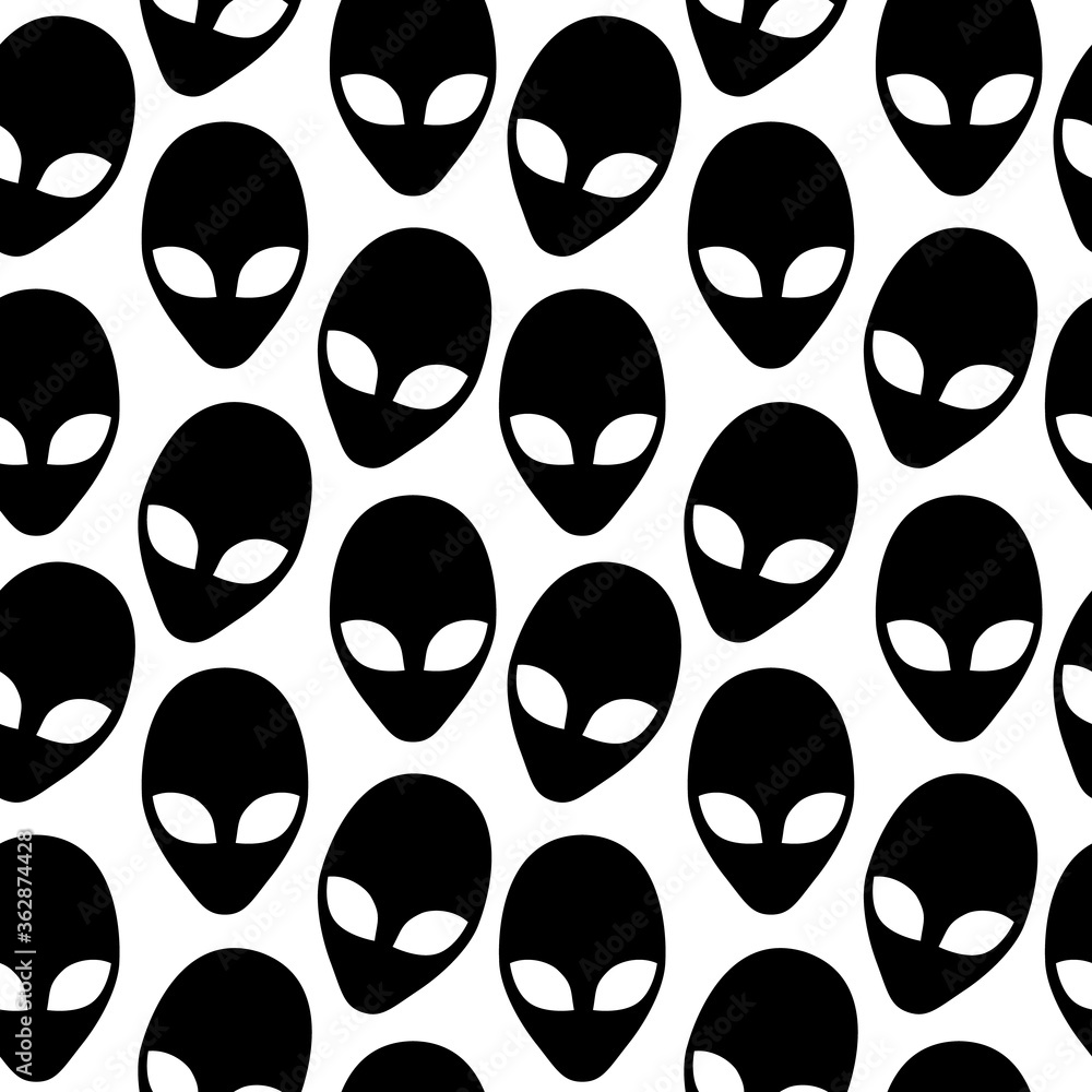 Seamless pattern with simple flat alien heads symbols. Repetitive ...