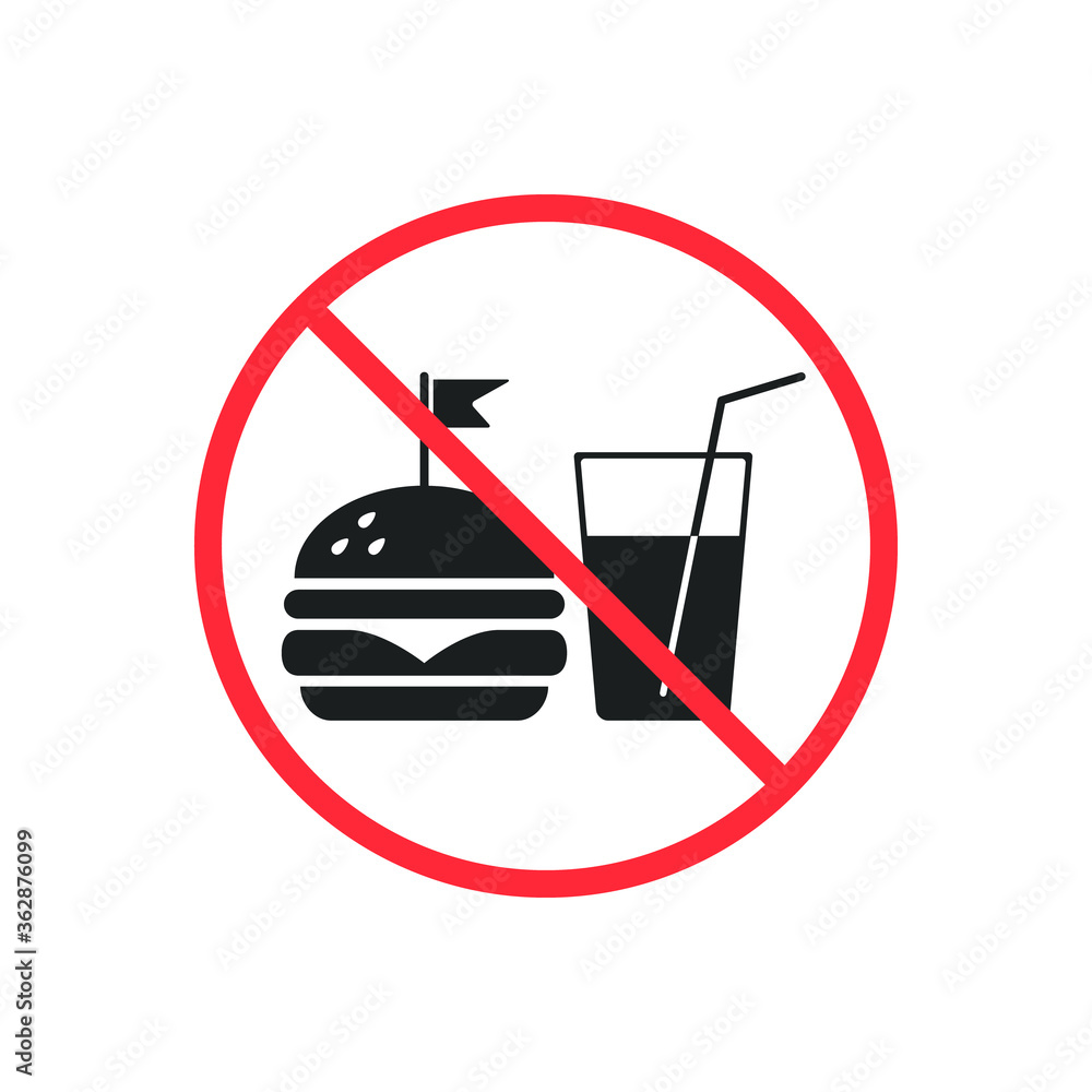 No Fast Food and Drink Prohibition icon Sign. Vector isolated symbol ...