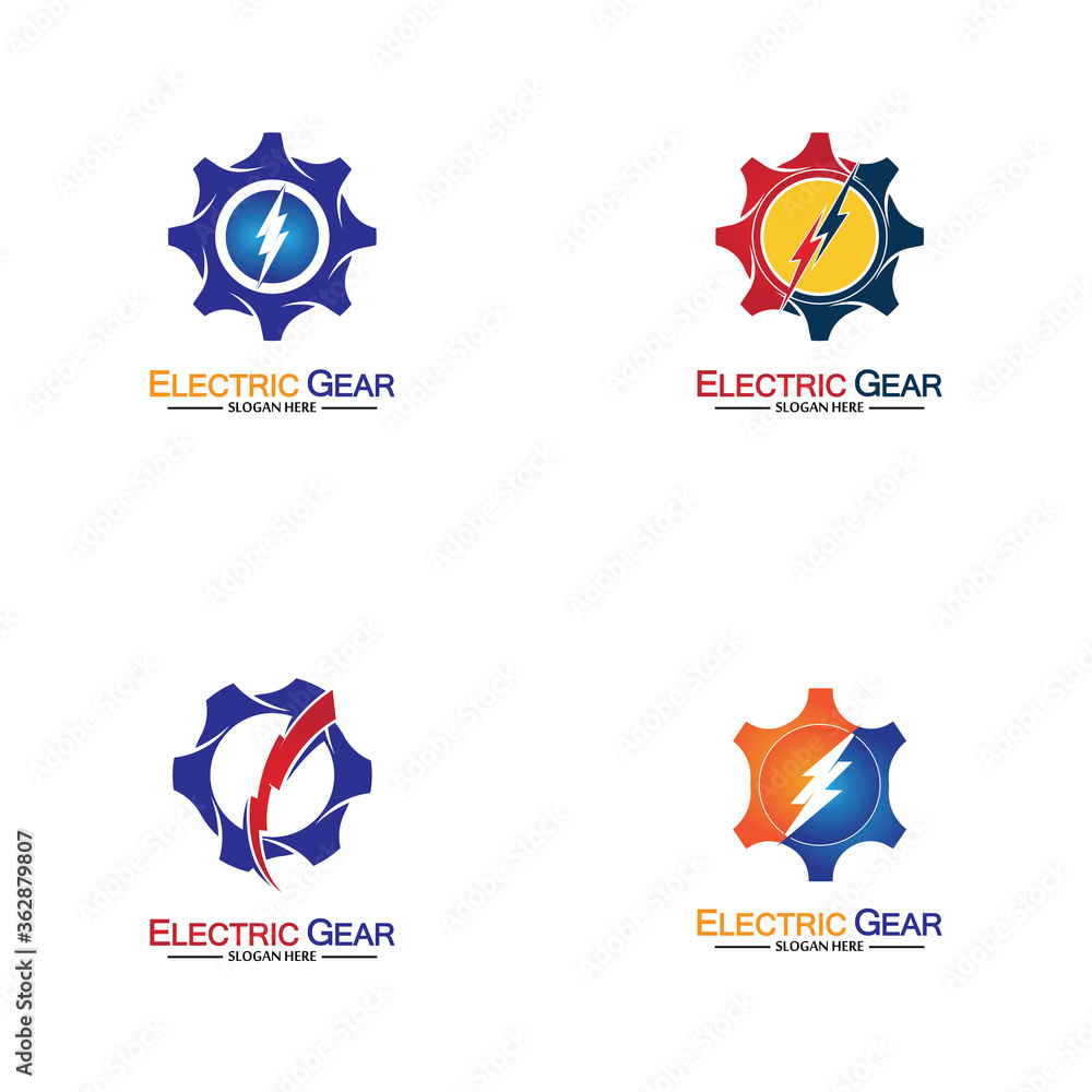 Electric gear vector logo template illustration. Suitable for business ...