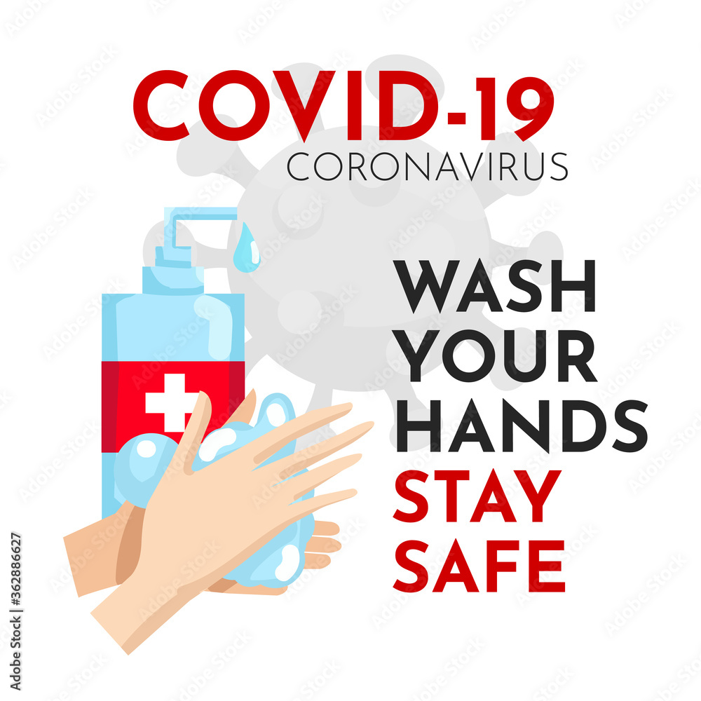 Wash your hands cartoon poster with girl. Vector illustration design ...