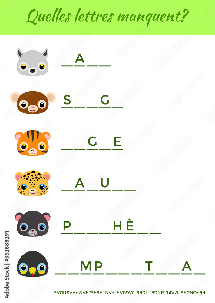 Quelles lettres manquent? - What letters are missing? Complete the ...