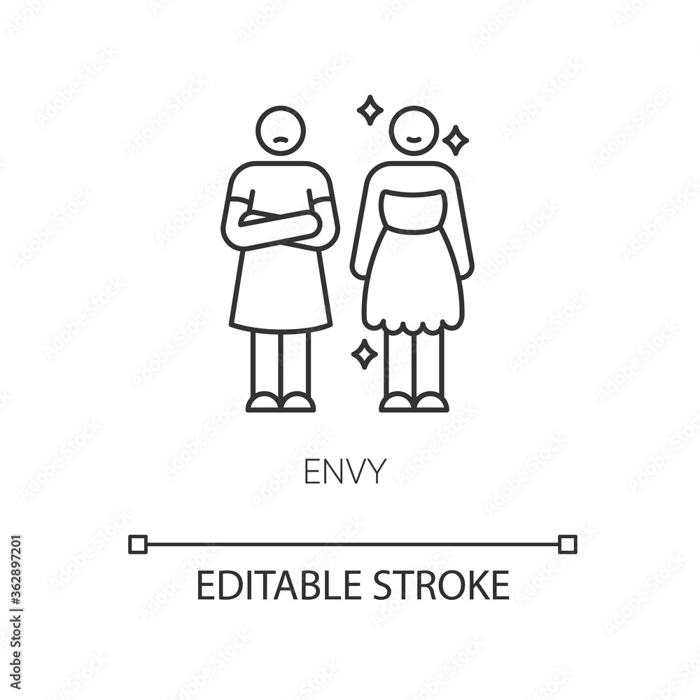 Envy pixel perfect linear icon. Negative emotion thin line customizable ... Envy pixel perfect linear icon. Negative emotion thin line customizable ...