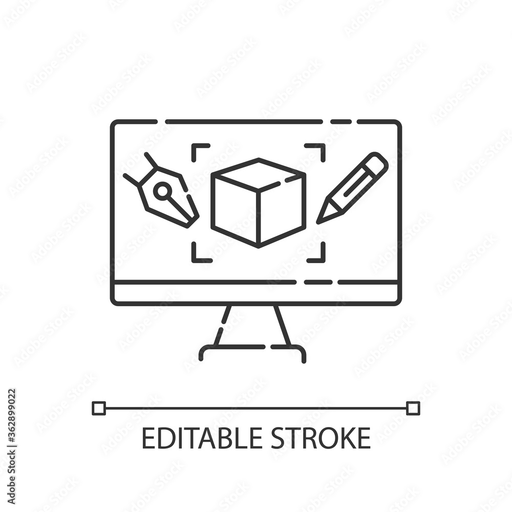 Computer aided design pixel perfect linear icon. Graphic design ... Computer aided design pixel perfect linear icon. Graphic design ...