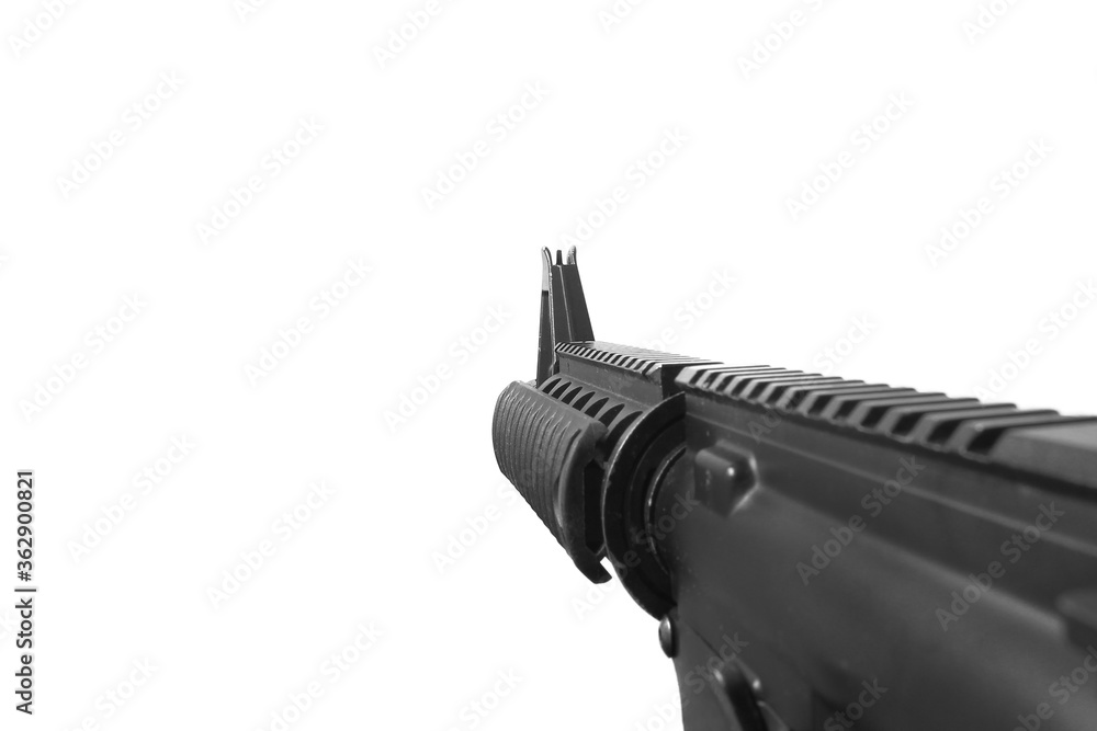 M4 assault rifle weapon in first person view isolated on white ...