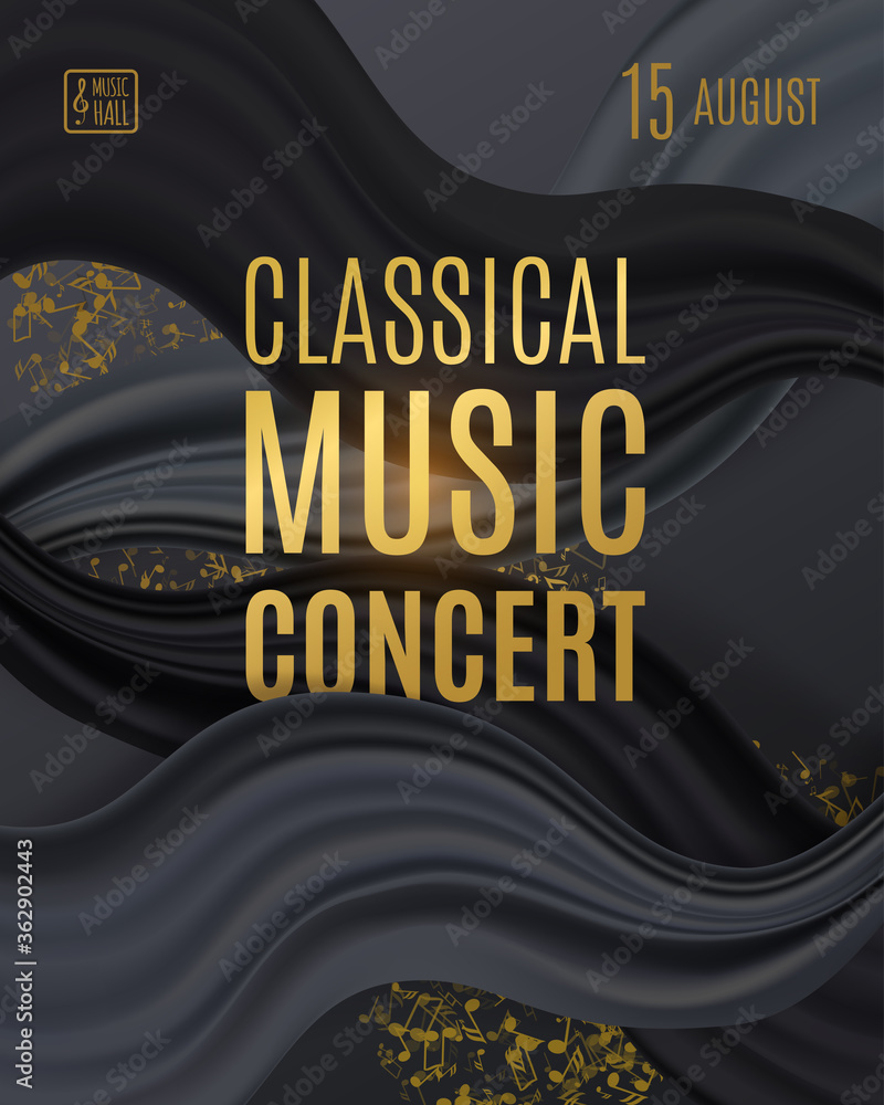 Classical music concert poster with elegant background. Vector template ...