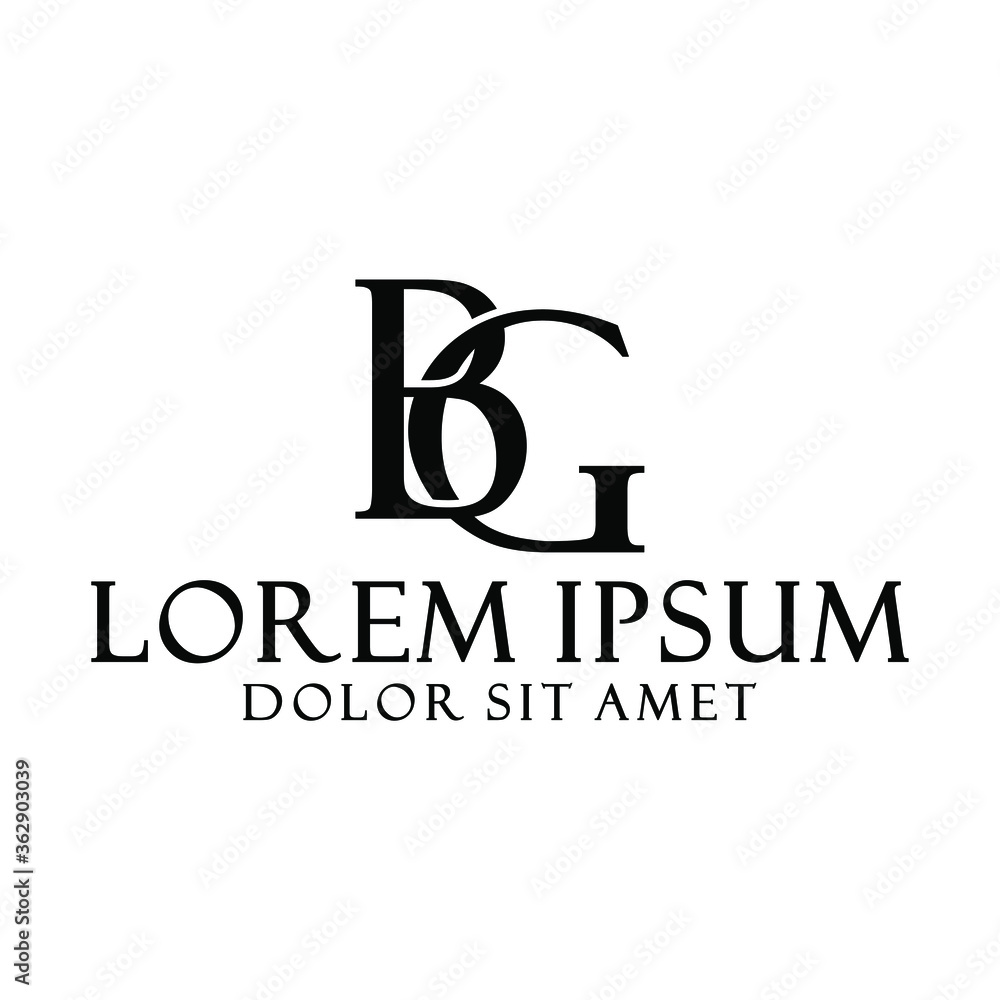 Initial letter BG logo template with overlap vintage font illustration ...