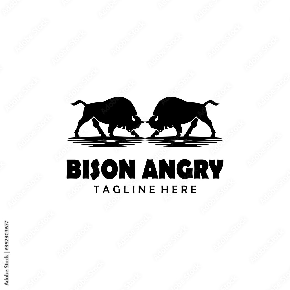 bison angry logo design vector Stock Vector | Adobe Stock