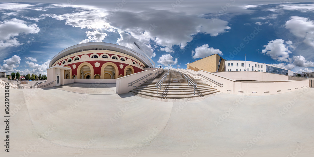 full seamless spherical hdri panorama 360 near modern building of ...