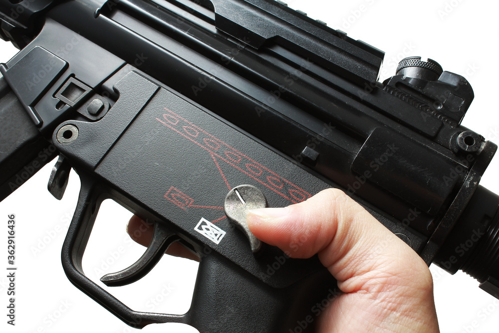 MP5 assault rifle weapon gun in first person shooting view isolated on ...