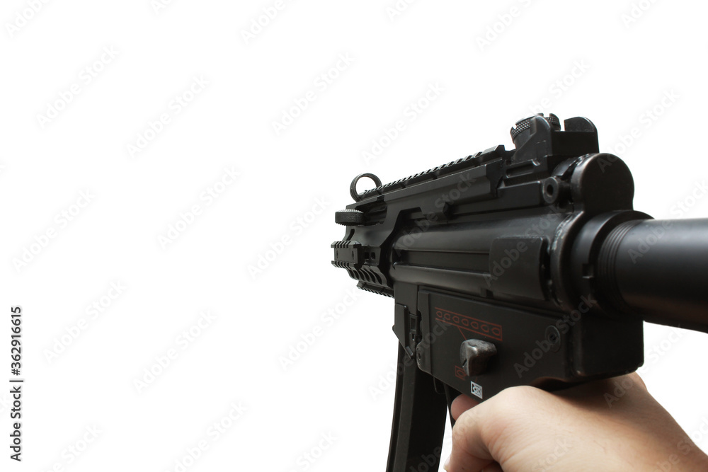 MP5 assault rifle weapon gun in first person shooting view isolated on ...