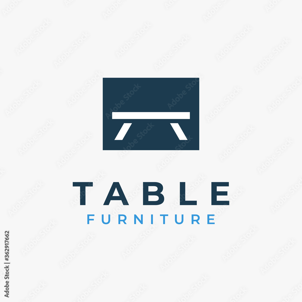 simple and modern table inside the box in negative space logo design ...