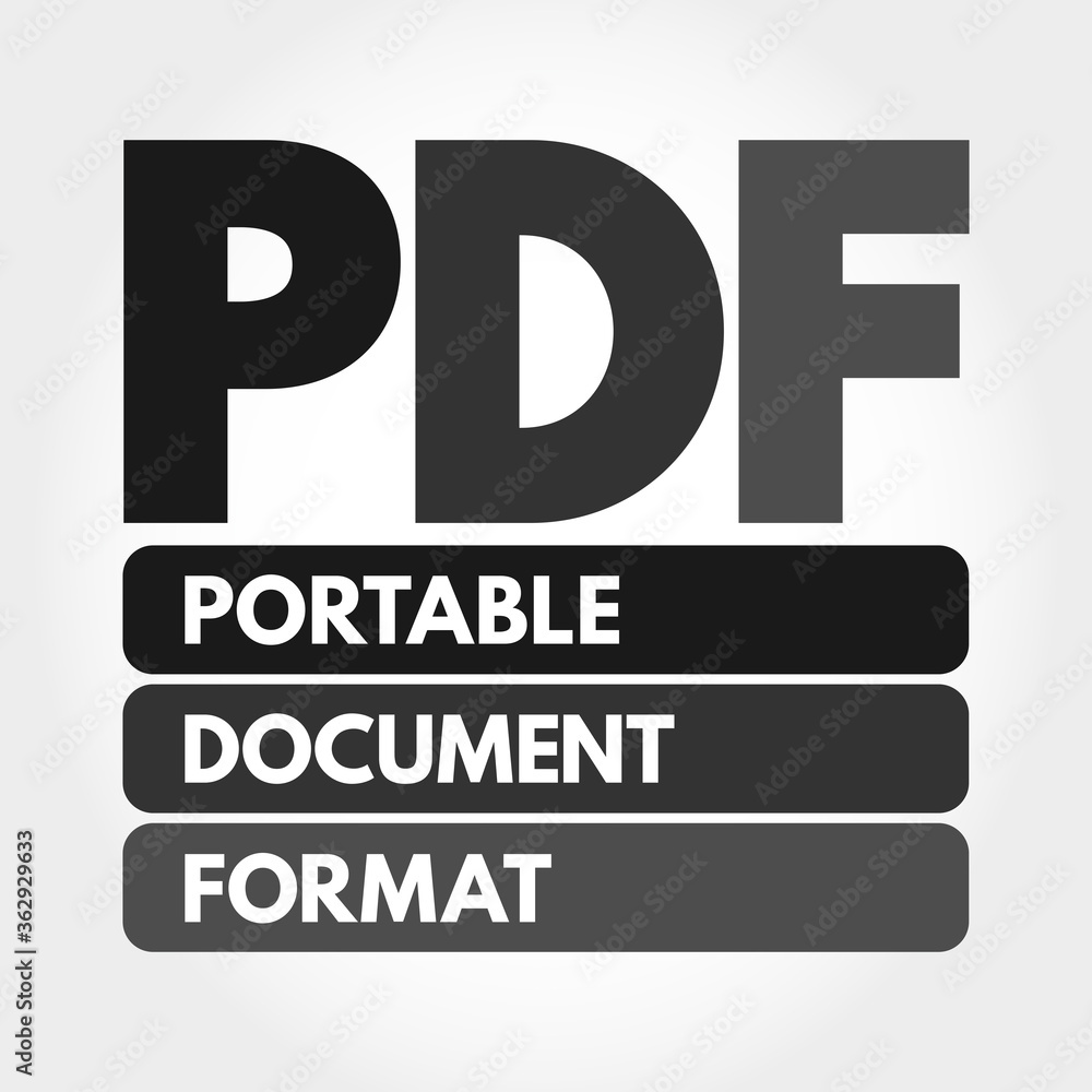 PDF - Portable Document Format acronym, technology concept background ...