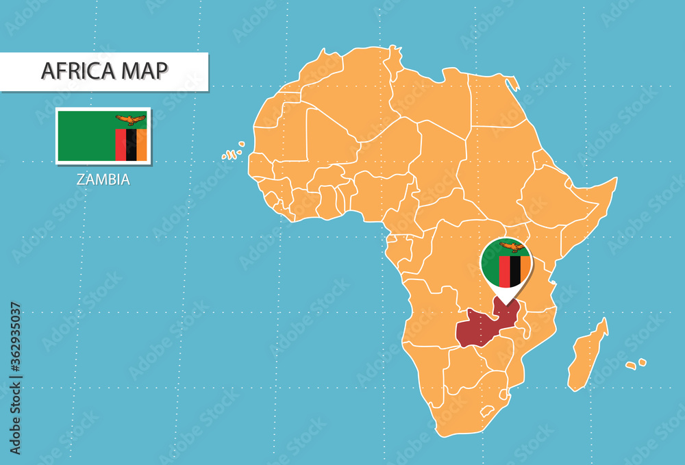 zambia location on africa map