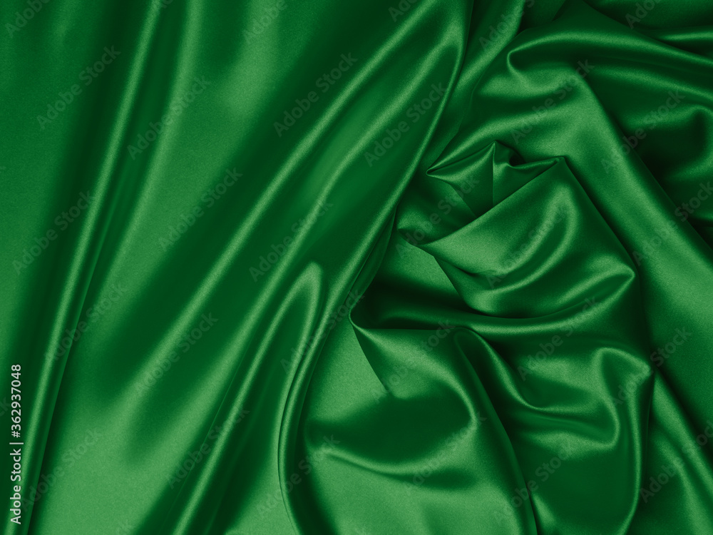Beautiful smooth elegant wavy emerald green satin silk luxury cloth ...