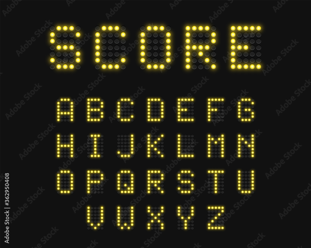 Realistic digital scoreboard font set, vector illustration Stock Vector ...