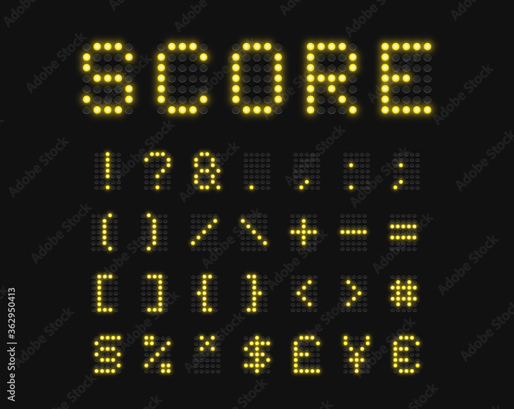 Realistic digital scoreboard font set, vector illustration Stock Vector ...