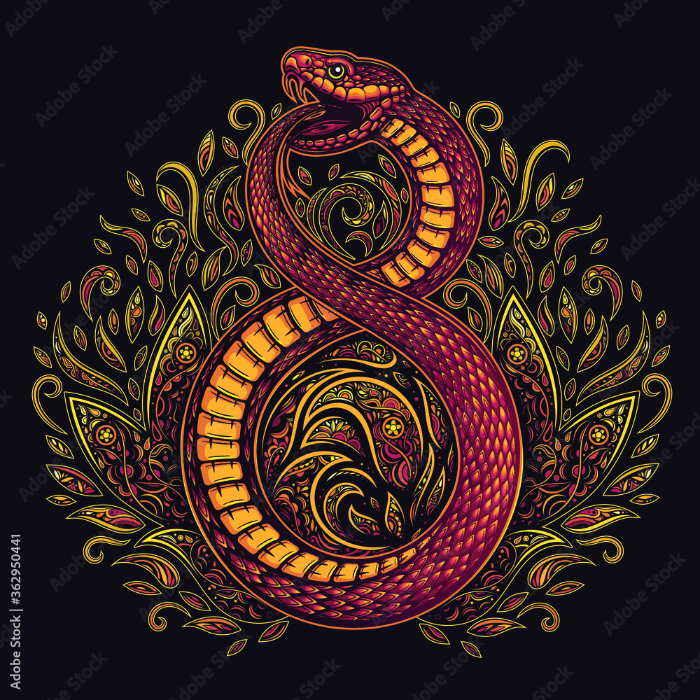 Vector Abstract Red Snake Illustration Stock Vector | Adobe Stock